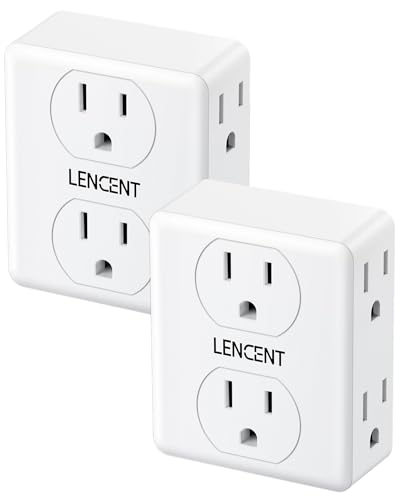 LENCENT 2 to 3 Prong Outlet Adapter, 2 Pack 2 Prong Power Strip, 6 ...