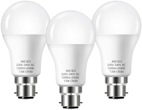 sunplux B22 Bayonet Cap Light Bulbs, 100W Equivalent Daylight 6500K ...