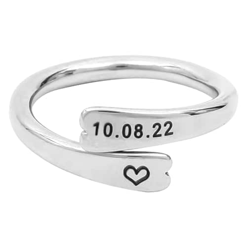 Amazon.com: KRFITYA Custom Name Ring Personalized Stainless Steel Ring ...