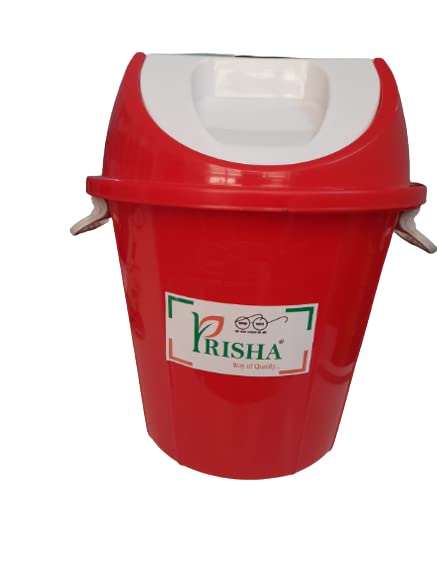 Plastic Medium Size Swing Lid Garbage Waste Dustbin (30 Liters, Red ...
