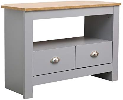 CFDZ Furniture Corner 2 Drawers TV Unit with Shelf,TV Cabinet Storage ...