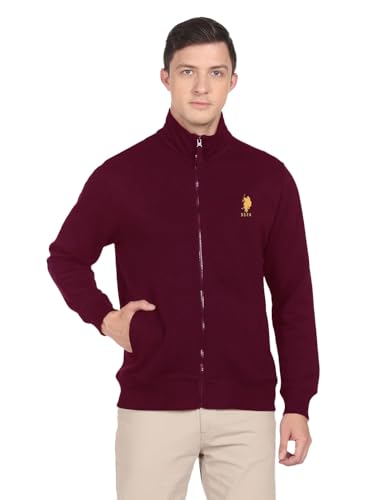U.S. Polo Assn. Men's Plain /Solid High Neck Full Sleeves Cotton Rich ...