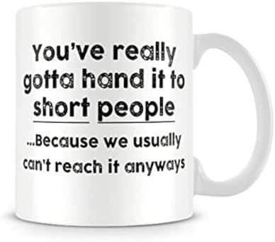 Short People Mug One Size Black/White Funny Joke Small Person Gift ...
