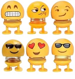 Adorable Face Emoticon Bobblehead Spring Toy- Variety of Figures ...