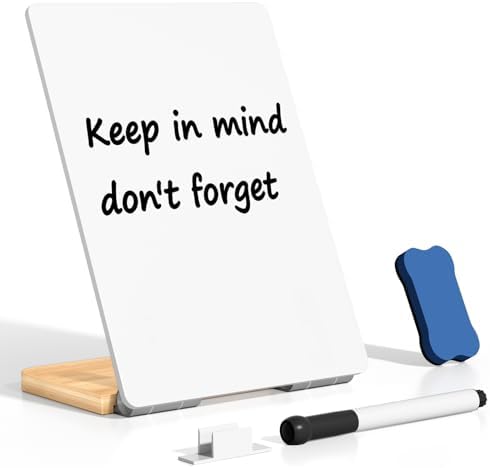 Amazon.com : Desktop Whiteboard with Wooden Stand, Small Dry Erase ...