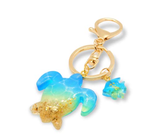Amazon.com: Resin Turtle Keychain, Ocean keychain, Beach keyring, Sea ...