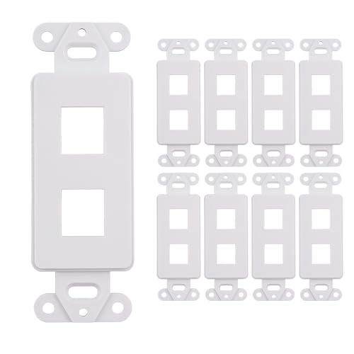 Snapklik.com : Decora Wall Plate Keystone Insert, 2 Gang Jack White WallPlate 1/2/3/4 Port 10 Pack