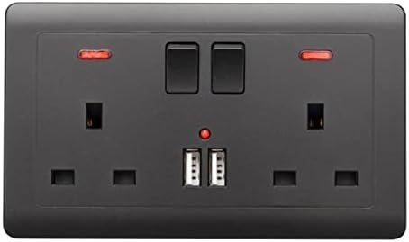 Double Switched Socket with 2 USB Charging Ports, 2 Gang 13 Amp ...