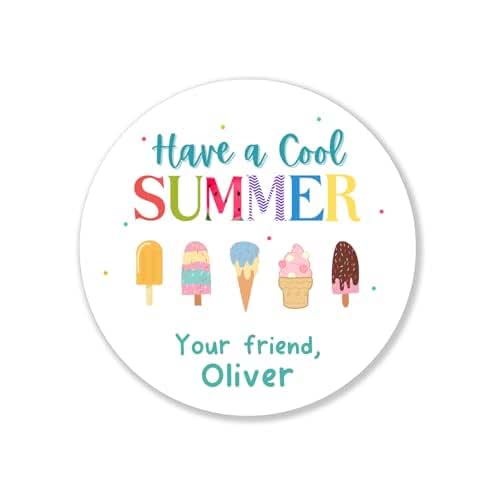 Amazon.com: Emma Pink Studio Personalized Have a Cool Summer Stickers ...