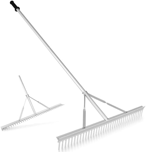 TANGZON 36“/91cm Landscape Rake, Heavy-Duty Aluminum Rake with 174 cm ...