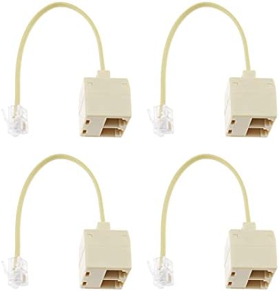 YINETTECH 4Pcs Two Way Telephone Splitters Male to Female Converter ...