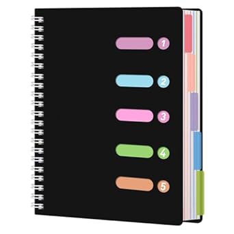 HEYPLACE Subject Notebook College Ruled, Black Spiral Notebook with ...