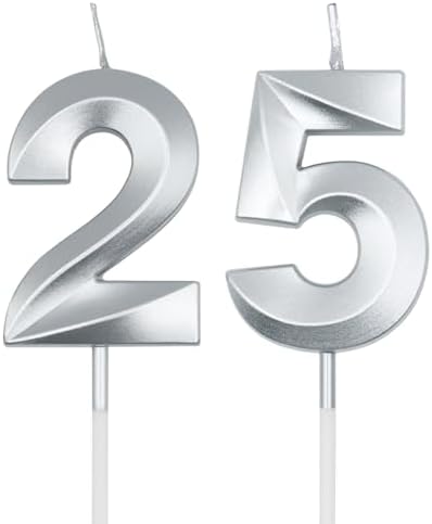 Amazon.com: Black 25th Birthday Candle, Number 25 Years Old Candles ...