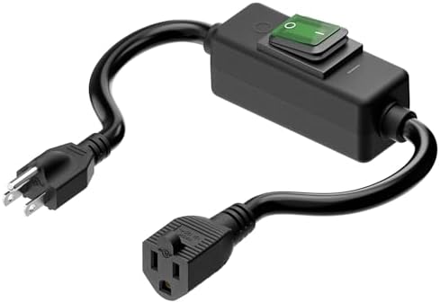 1.5Feet Waterproof Extension Power Cord, in-Line On-Off Switch ...