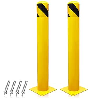 Safety Bollard Post 34 Inch Yellow Steel Parking Barrier Metal Traffic ...
