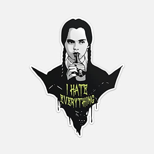 Amazon.com - Wednesday Addams I Hate Everything Gothic Sticker Vinyl ...