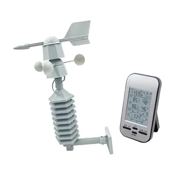 Wireless Anemometer Dual Mount Wind Sensor LCD Weather Station Clock ...