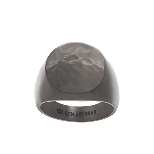 Ben Sherman Men's Hammered Ring in Stainless Steel Black IP - Want It All