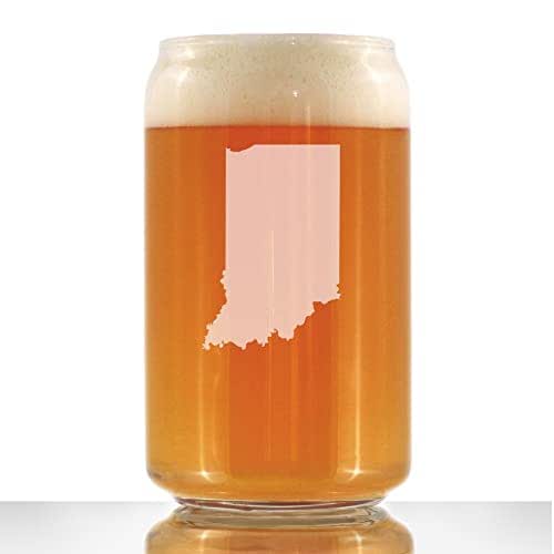 Amazon.com: Bevvee Indiana State Outline Beer Can Pint Glass - State ...