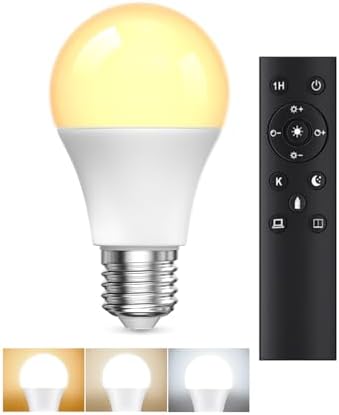 A19 LED Light Bulbs with Remote Control, 9W LED Bulbs 60W Equivalent ...