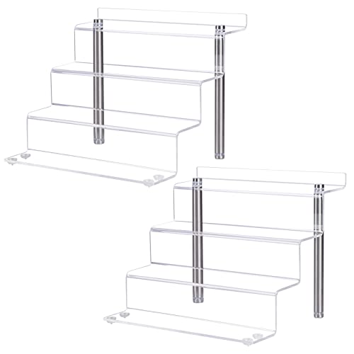 ECOSEAO Acrylic Riser Display Shelf, 4 Tier Display Riser for POP ...
