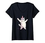 Womens Partying White Cat purrs Fun V T | Offer of the day