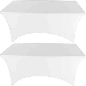 Amazon.com: Gowinex 2 Pack 6FT White Spandex Tablecloth Stretch Fitted ...
