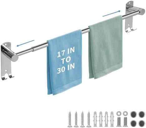 Amazon.com: HOMOTEK Towel Bar Adjustable Bathroom Towel Holder Rod from ...