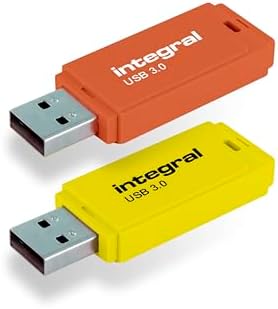 Integral Neon USB 3.0 64GB Flash Drive 2-Pack (Yellow/Orange) : Amazon ...