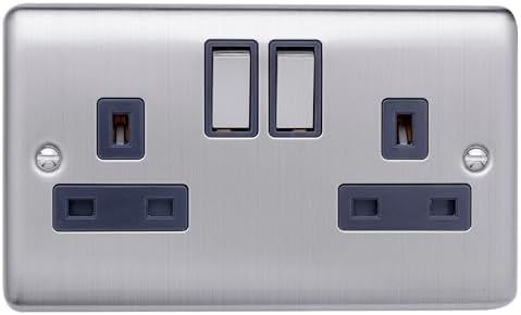 BG Electrical Double Switched Power Plug Wall Socket, Nexus Metal ...
