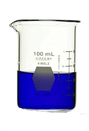 Kimble 14000-100 Borosilicate Glass Low Form Griffin Beaker, 100mL ...