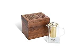 Octavius | Pyramid Glass Tea Pot With GOLD PLATED INFUSER & SESHAM WOOD ...