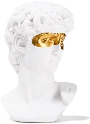 Amazon.com: BRABUD Greek Mask David Man Bust Statue Resin White Gold ...