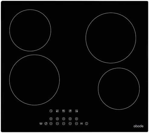 Abode Electric Hob 59cm Ceramic Cooktop with 4 Cooking Zones, 9 Power ...