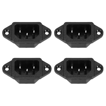 uxcell C14 Panel Mount Plug Adapter AC 250V 10A 3 Pins IEC Inlet Module ...