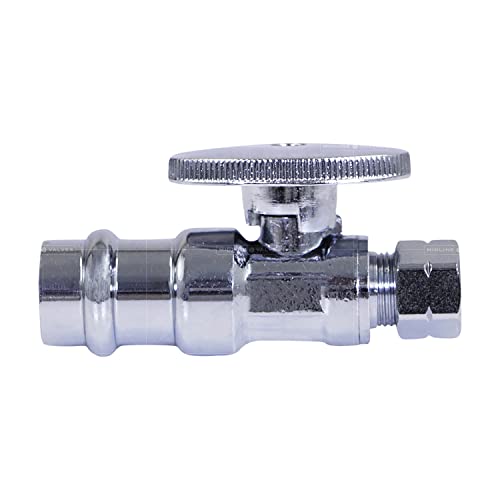 Midline Valve 93323QS-NL-Q 1/4 Turn Press Straight Stop Valve, 1/2 ...