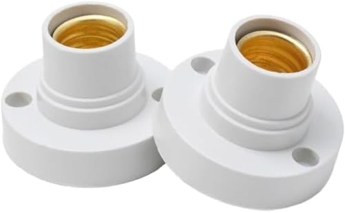 OML E27 Batten Holder, White, Round Plastic Light Bulb Socket, Edison ...