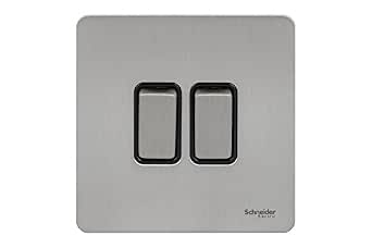 Schneider Electric Ultimate, 2 Gang, Two Way Switch, Stainless Steel ...