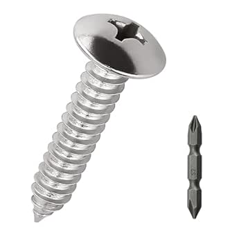 #4 x 1 Truss Head Wood Screws (100 pcs), 18-8 (304) Stainless Steel, Phillips Drive Truss Head ...