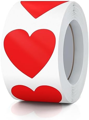 1000 Pcs Red Heart Stickers, 1 Inch Valentine's Day Self Adhesive Label ...