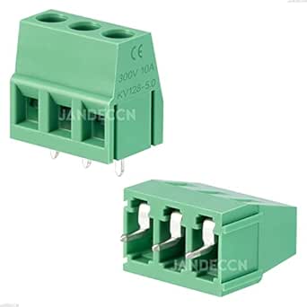 JANDECCN 50pcs 5.0mm Pitch 3 Pin PCB Mount Screw Terminal Block ...