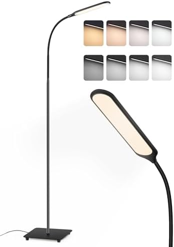 Led Floor Lamp,Dimmable Reading Standing Lamp 360° Flexible Gooseneck ...