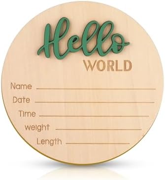 Amazon.com: Baby Announcement Sign, 5.9 Inch Wooden Hello World Newborn ...