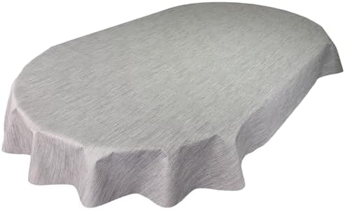 Karina Home Grey Linen Tex Wipe Clean Tablecloth Vinyl PVC Table Cover ...