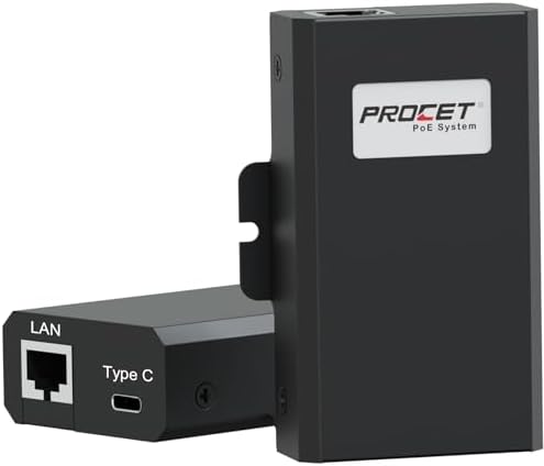 PROCET Gigabit PoE Splitter up to 25W USB C and PoE RJ45 to C Type ...