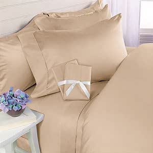 Amazon.com: Egyptian Bedding 8pc Full Beige Solid Goose Down Comforter ...
