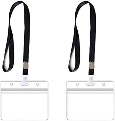 100pcs Plastic Card Holder for Lanyard, Horizontal Clear ID Card ...