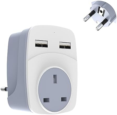 Pipestation - UK to European Plug Adapter - 1 Pack - Travel Plugs UK to ...