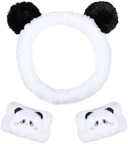 Amazon.com : Miroksh Pom Pom Panda Ears Plush Wash Face Headband Spa ...