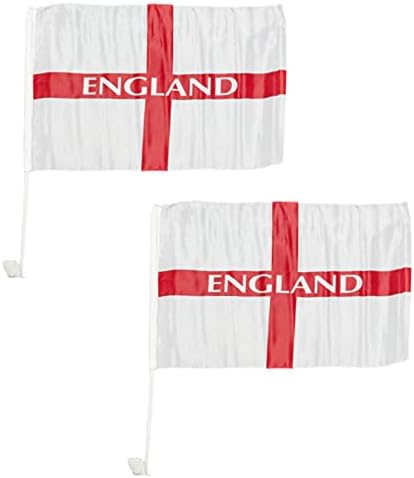 SHATCHI 30cm x 46cm Set of 2 England St George Cross Car Flag for Fan ...